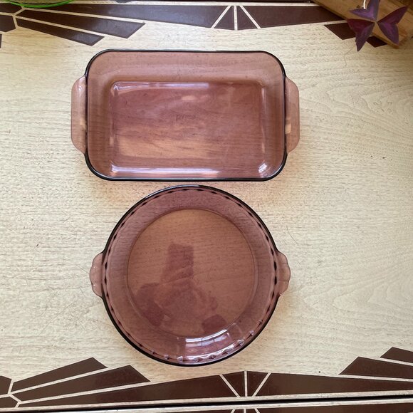 Pyrex | Kitchen | Vintage Cranberry Pyrex Casserole And Pie Dish | Poshmark